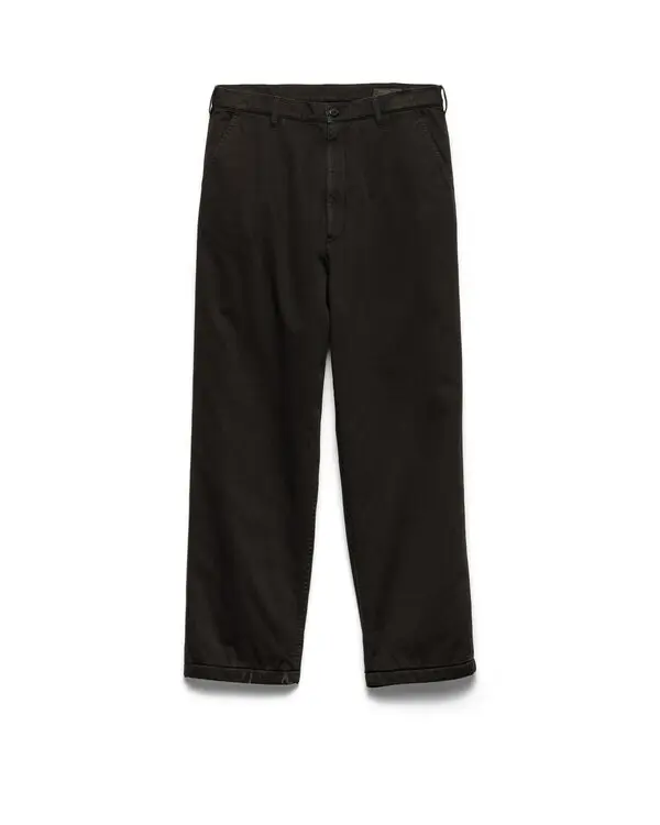 Prada Cotton Wide-leg Pants - Black