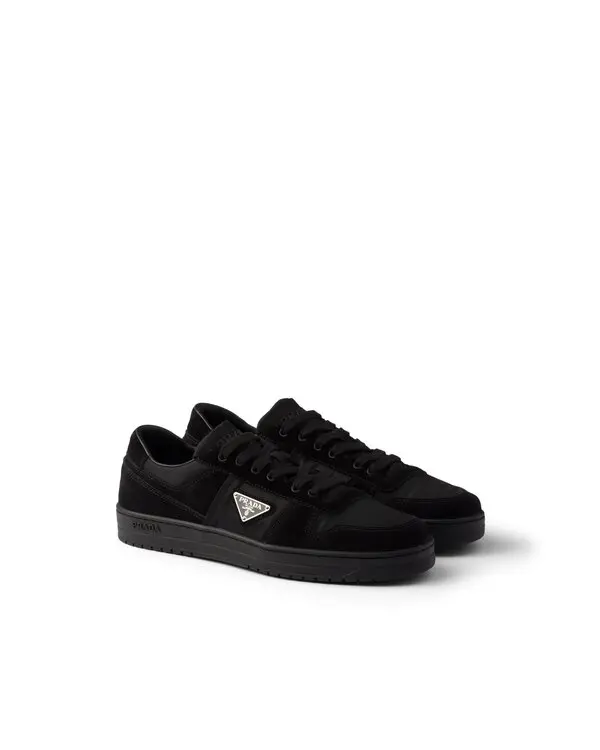 Prada Downtown Re-nylon And Suede Sneakers - Black
