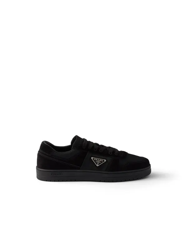 Prada Downtown Re-nylon And Suede Sneakers - Black