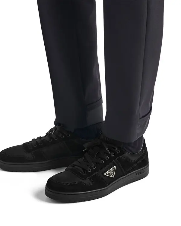 Prada Downtown Re-nylon And Suede Sneakers - Black