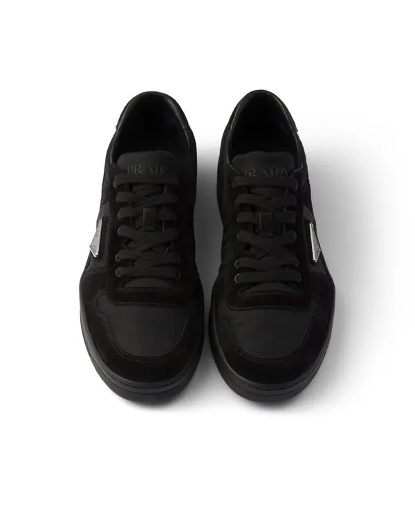 Prada Downtown Re-nylon And Suede Sneakers - Black