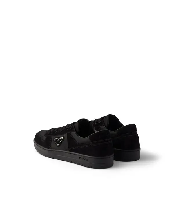 Prada Downtown Re-nylon And Suede Sneakers - Black