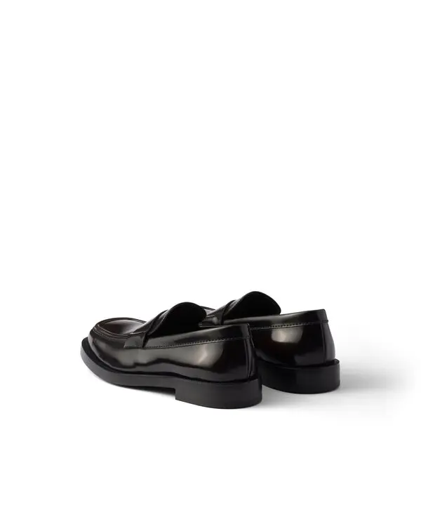 Prada Brushed Leather Loafers - Brown