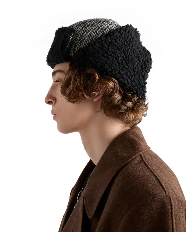 Prada Tweed Trapper Hat - White