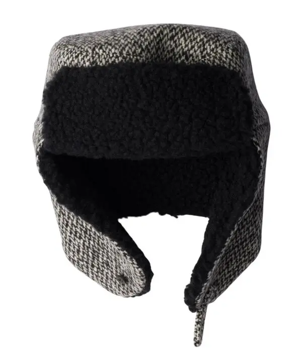 Prada Tweed Trapper Hat - White/black