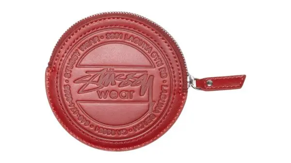 StÜssy Surf Dot Leather Pouch - Fire Red