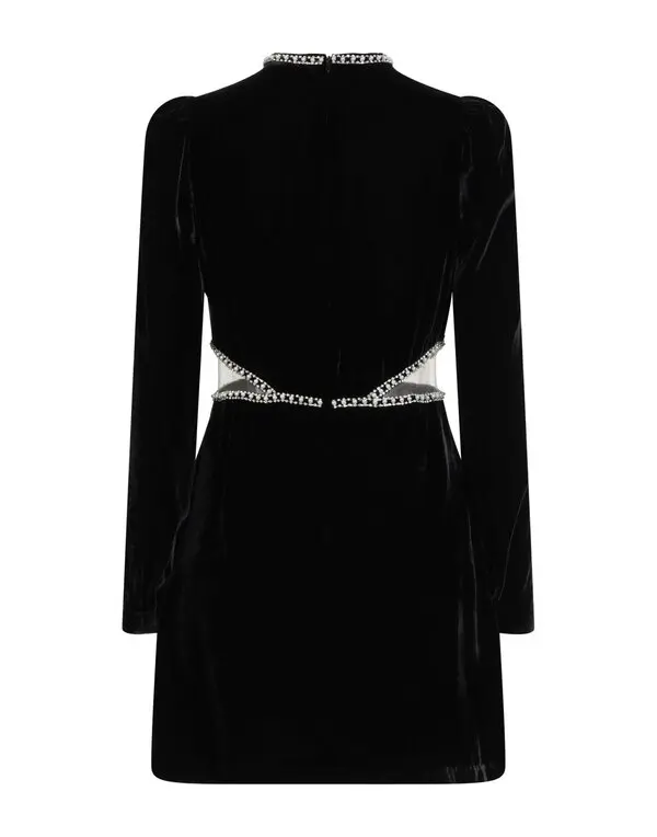 Sandro Velvet Mini Dress With Cutout And Embellishments