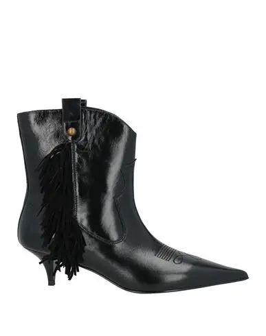 Pinko Leather Ankle Boots With Fringe Detail