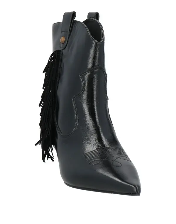 Pinko Leather Ankle Boots With Fringe Detail