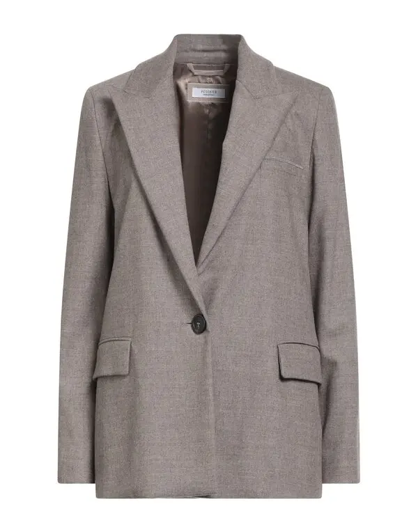 Peserico Single-breasted Blazer In Virgin Wool, Cashmere, And Elastane - Beige