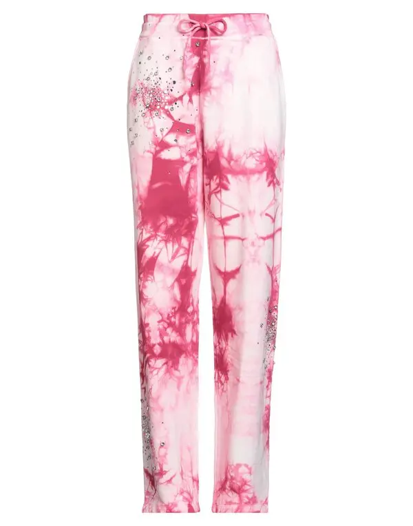 DES_PHEMMES Tie-dyed Fleece Track Pants With Crystals - Pink
