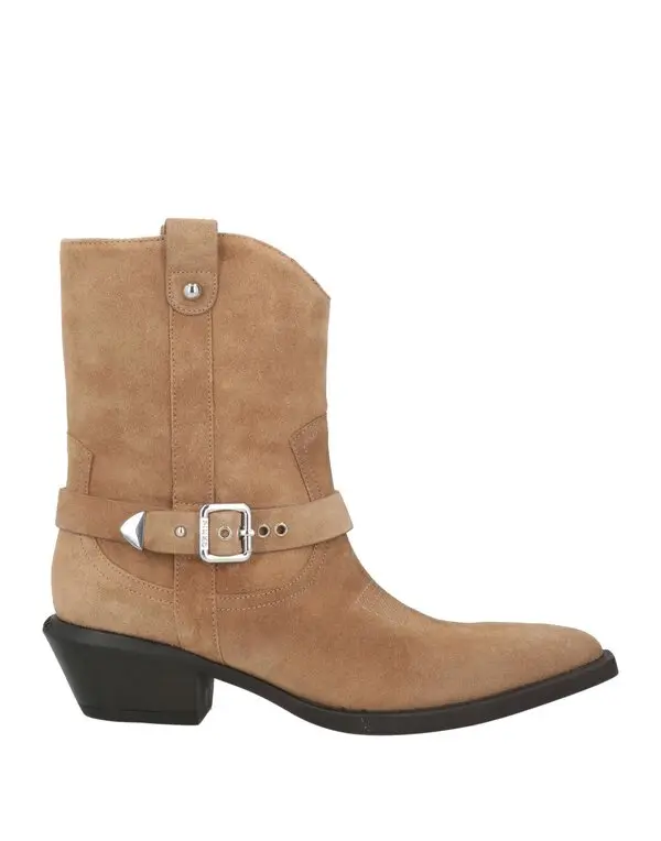 Pinko Suede Ankle Boots With Cuban Heel - Beige