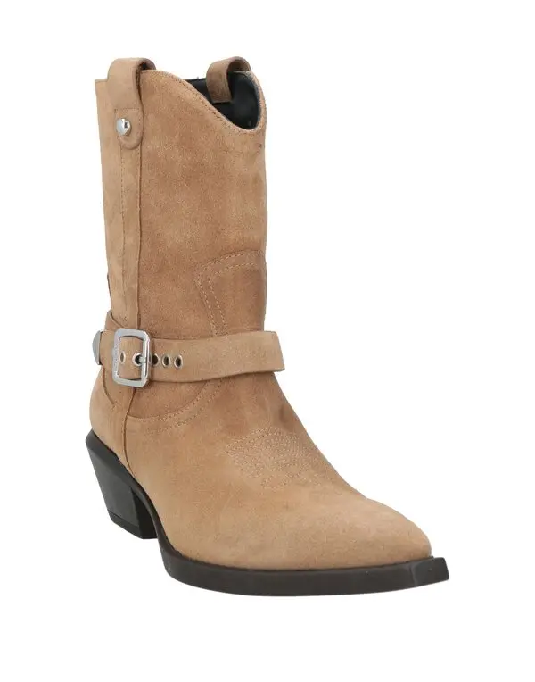 Pinko Suede Ankle Boots With Cuban Heel - Beige