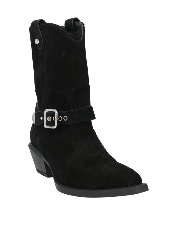 Pinko Suede Ankle Boots With Cuban Heel - Black
