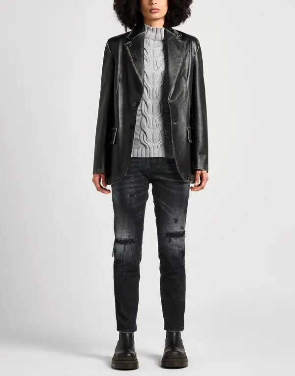 Dsquared2 Cotton And Calfskin Tapered Jeans
