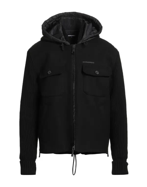 Dsquared2 Jacket In Virgin Wool Blend With Knitted Trims