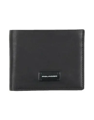 PIQUADRO Wallet Chocolate Cow Leather, Metal - Black