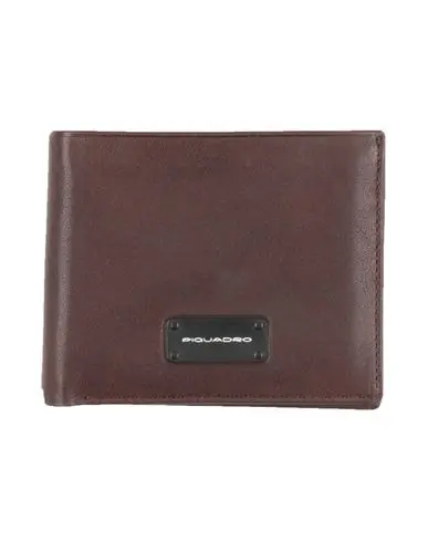 PIQUADRO Wallet Chocolate Cow Leather, Metal - Brown