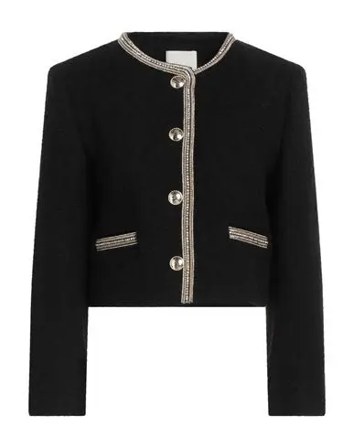 Sandro Jacket In Cotton, Synthetic Fibers, Wool, And Alpaca Wool - Black