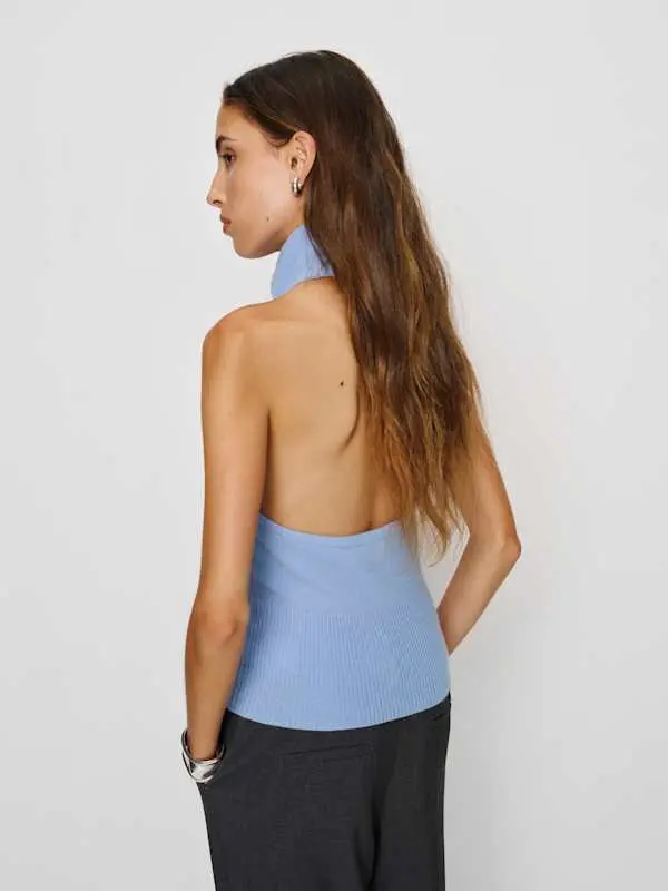 REFORMATION Leni Cashmere Halter - Blue