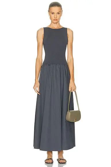 ST. AGNI Bateau Cut Out Dress - Graphite