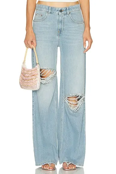 AREA Distressed Crystal Relaxed Slit Jean
