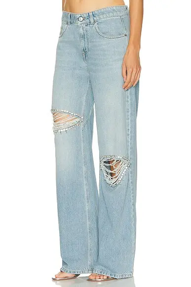 AREA Distressed Crystal Relaxed Slit Jean