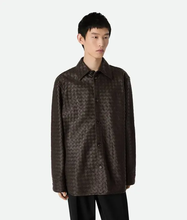 Bottega Veneta Intrecciato Leather Shirt - Fondant