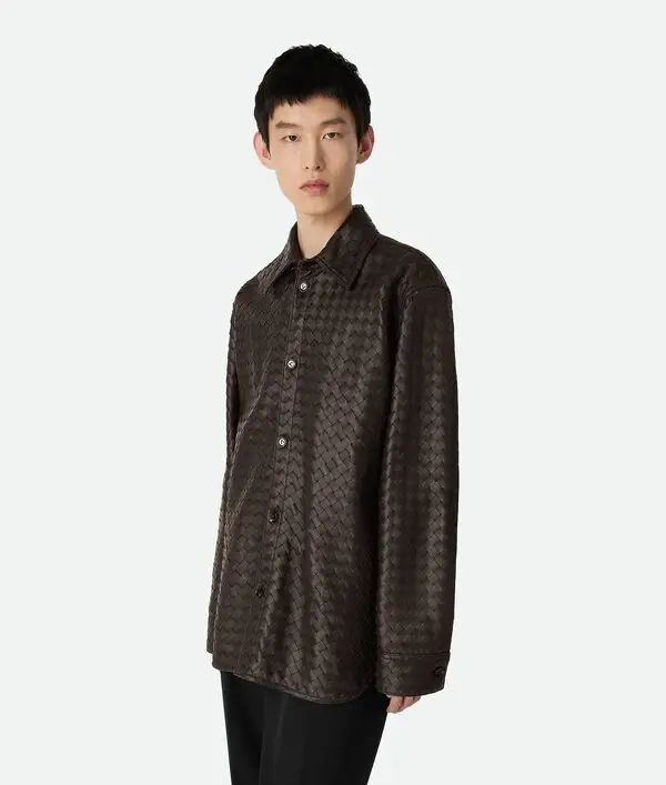 Bottega Veneta Intrecciato Leather Shirt - Fondant