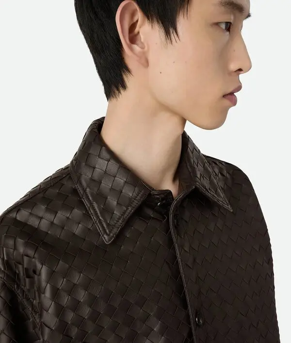 Bottega Veneta Intrecciato Leather Shirt - Fondant