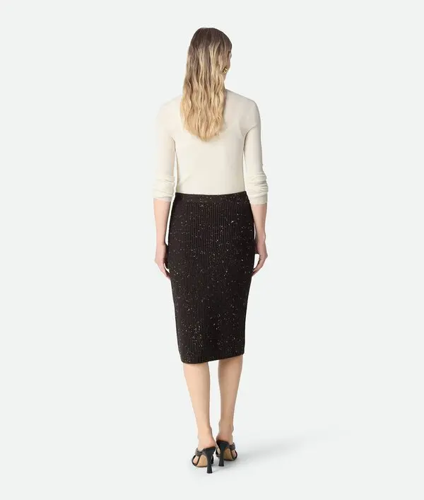 Bottega Veneta Wool English Rib Midi Skirt - Fondant