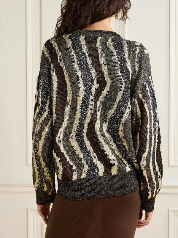 Missoni Sequin-embellished Striped Metallic Jacquard-knit Cardigan