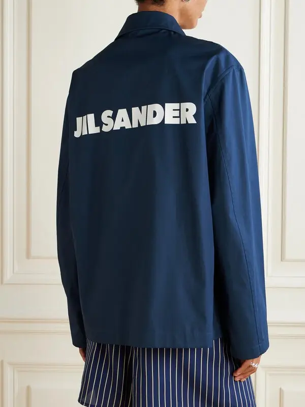 JIL SANDER Printed Cotton-taffeta Jacket - Blue