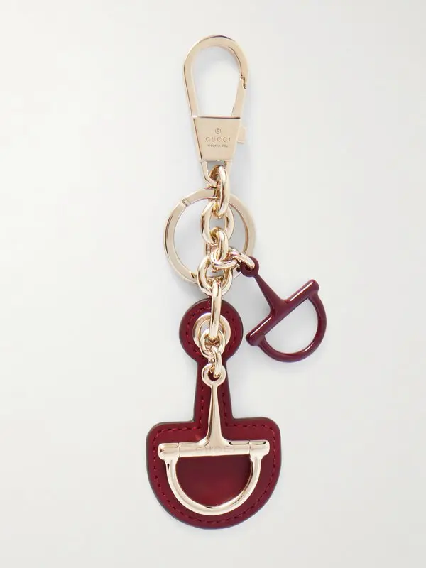 Gucci Leather, Enamel, And -tone Key Chain - Gold