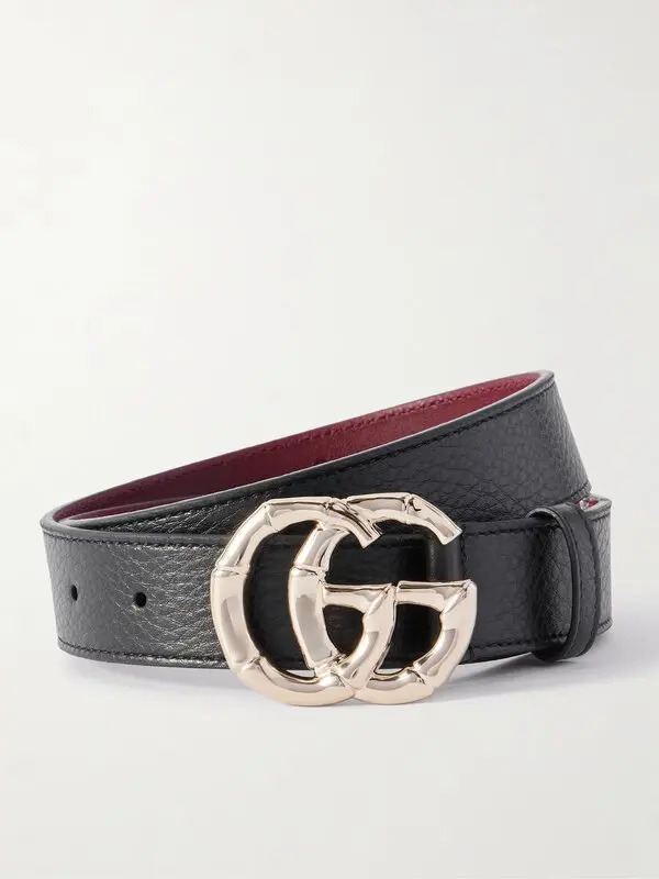 Gucci Textured-leather Belt - Black