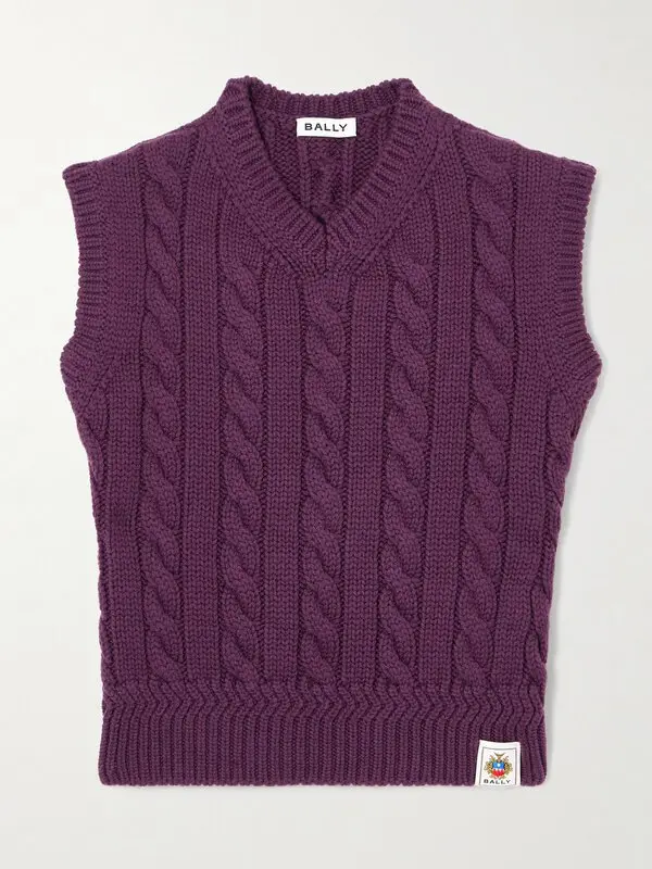 Bally Cable-knit Wool Vest - Purple