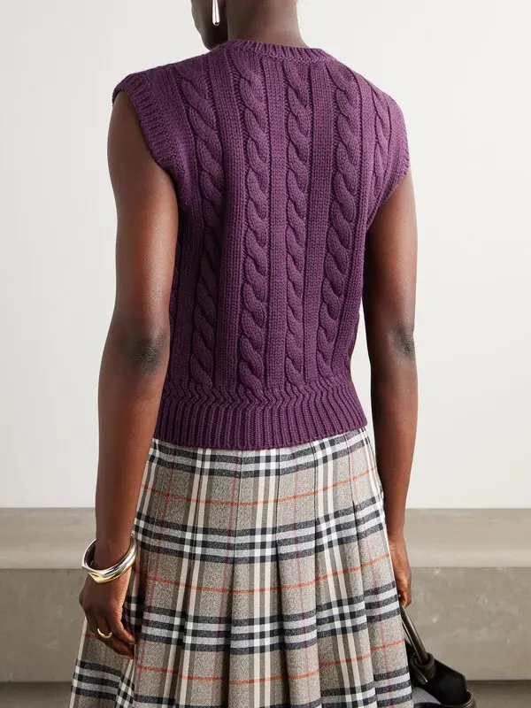 Bally Cable-knit Wool Vest - Purple