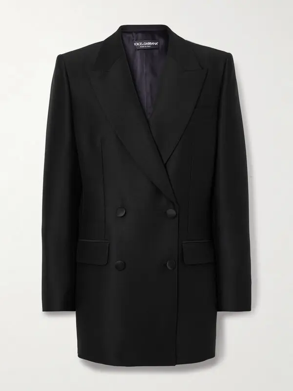 Dolce & Gabbana Wool And Silk-blend Satin Double-breasted Blazer