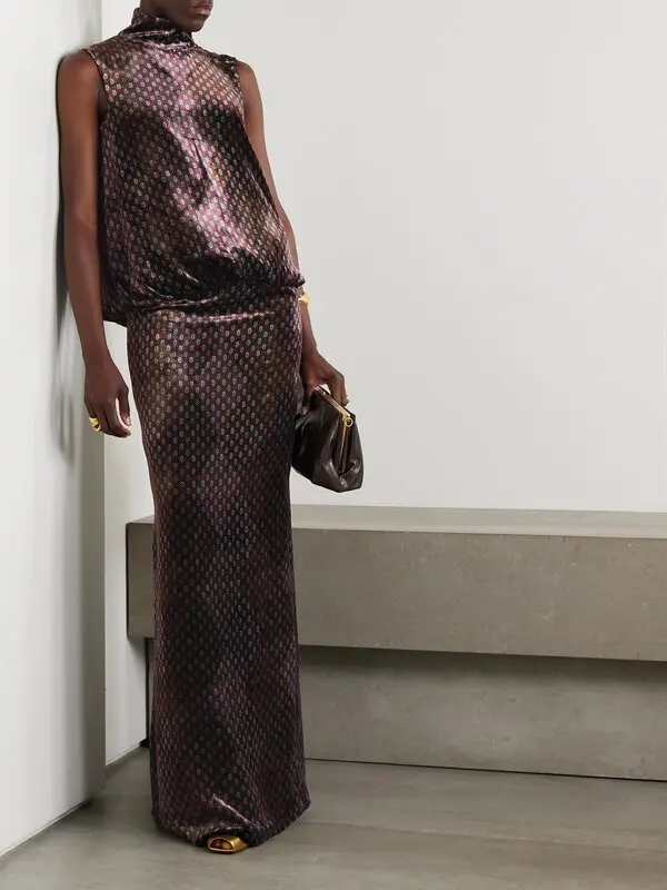 Dries Van Noten Draped Printed Velvet Maxi Dress In Multi - 40% Off |  Editorialist