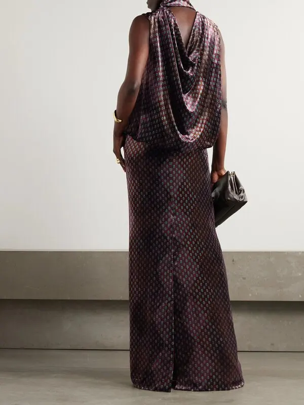 Dries Van Noten Draped Printed Velvet Maxi Dress In Multi - 40% Off |  Editorialist