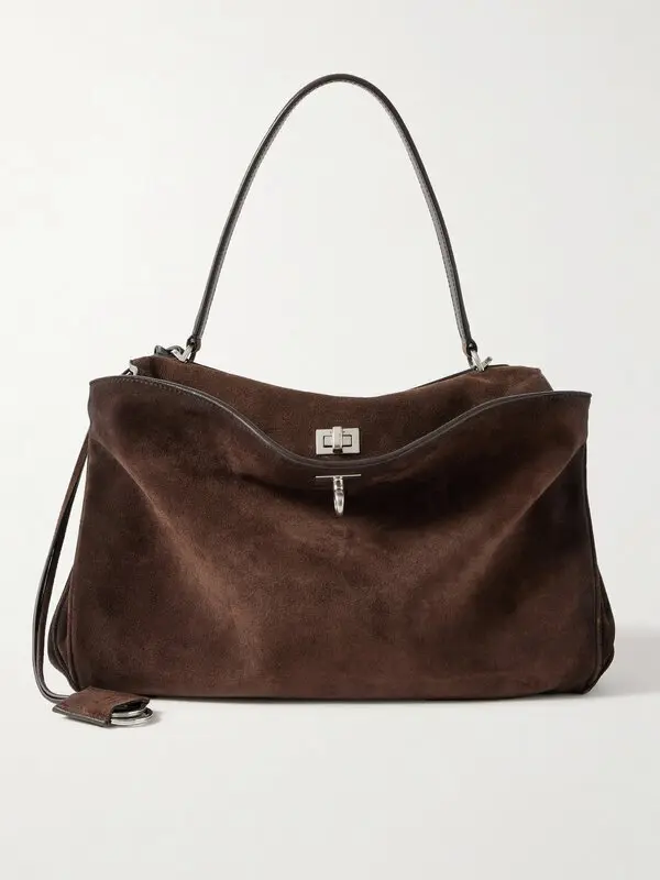 Balenciaga Rodeo Medium Suede Shoulder Bag - Brown