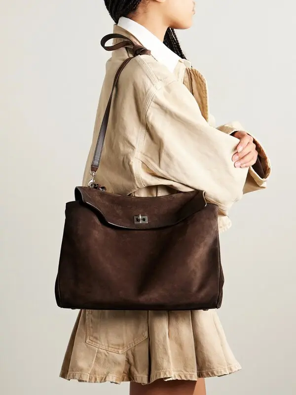 Balenciaga Rodeo Medium Suede Shoulder Bag - Brown