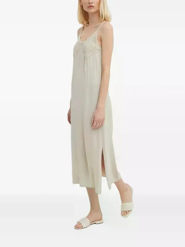 Sisley Crochet-detail Slip Midi Dress - Neutrals