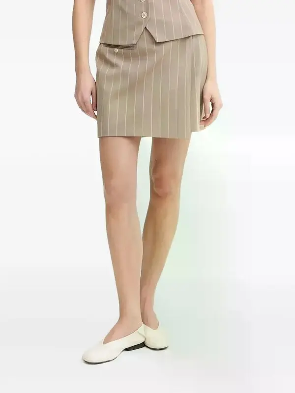 SAMSOE SAMSOE Pinstripe Mini Skirt With Button Details - Neutrals