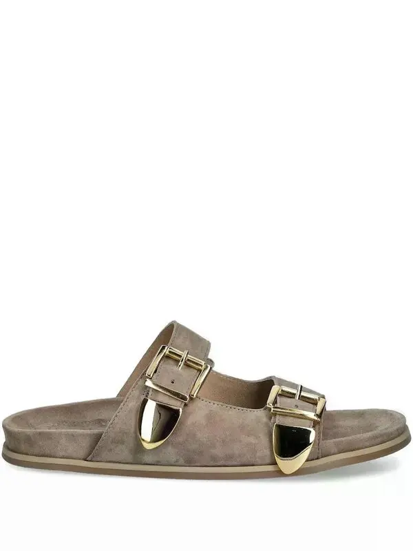 BILLI BI Double-buckle Suede Sandals - Neutrals