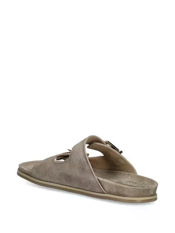BILLI BI Double-buckle Suede Sandals - Neutrals