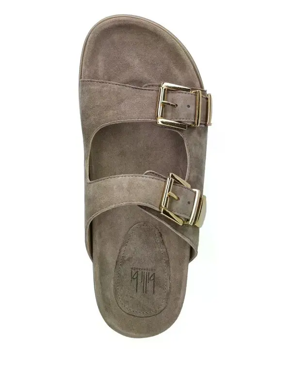 BILLI BI Double-buckle Suede Sandals - Neutrals