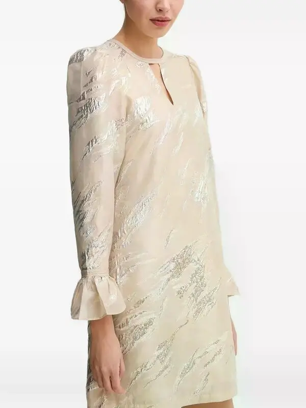 BRUUNS BAZAAR Metallic-details Puff-sleeve Mini Dress