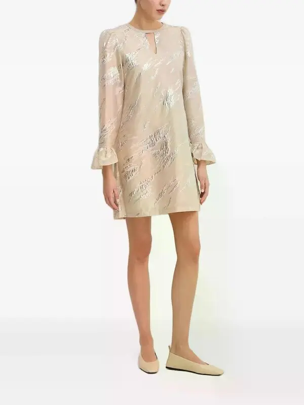 BRUUNS BAZAAR Metallic-details Puff-sleeve Mini Dress