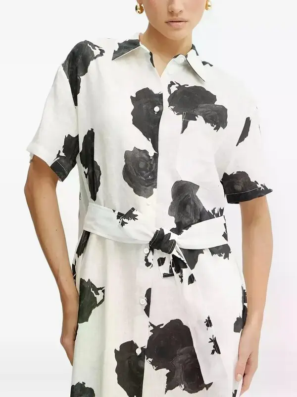 Liviana Conti Rose-print Midi Shirt Dress - White